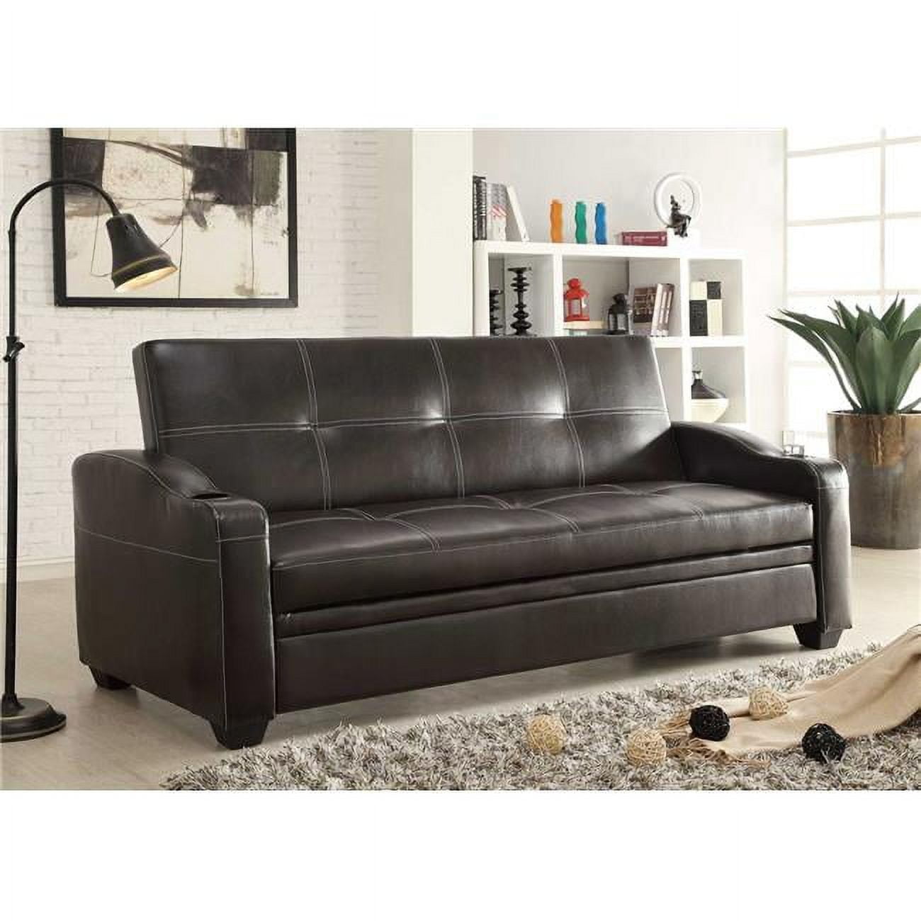 Lexicon Caffery Contemporary Faux Leather Click-Clack Sleeper Sofa in ...