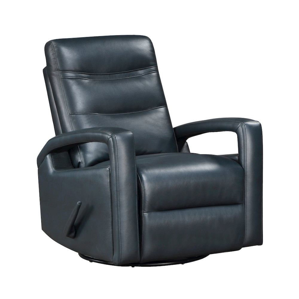 Lexicon Camden Faux leather Swivel Glider Reclining Chair in Navy Blue ...