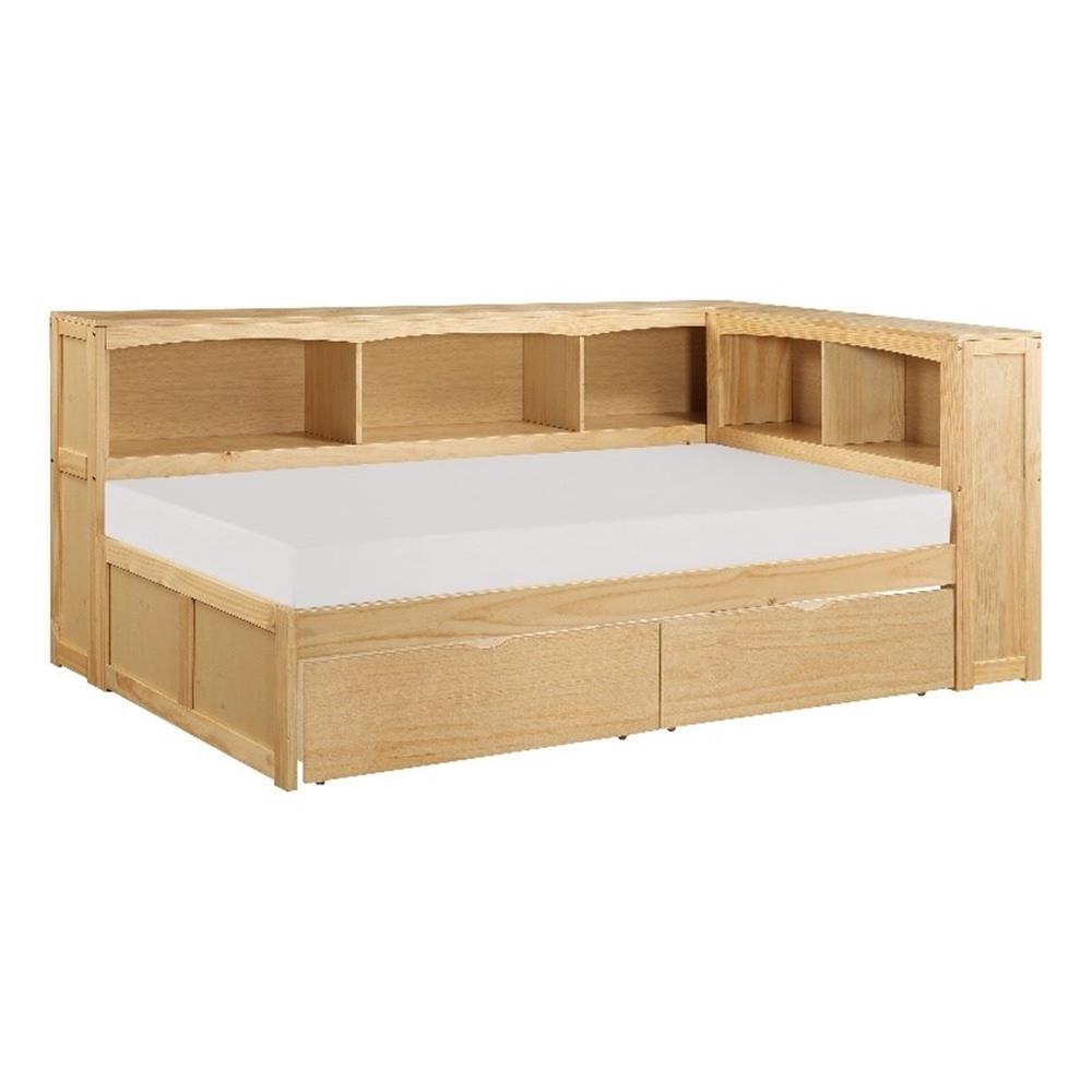 Lexicon Contemporary Twin Bookcase Corner Bed with Storage Boxes in ...