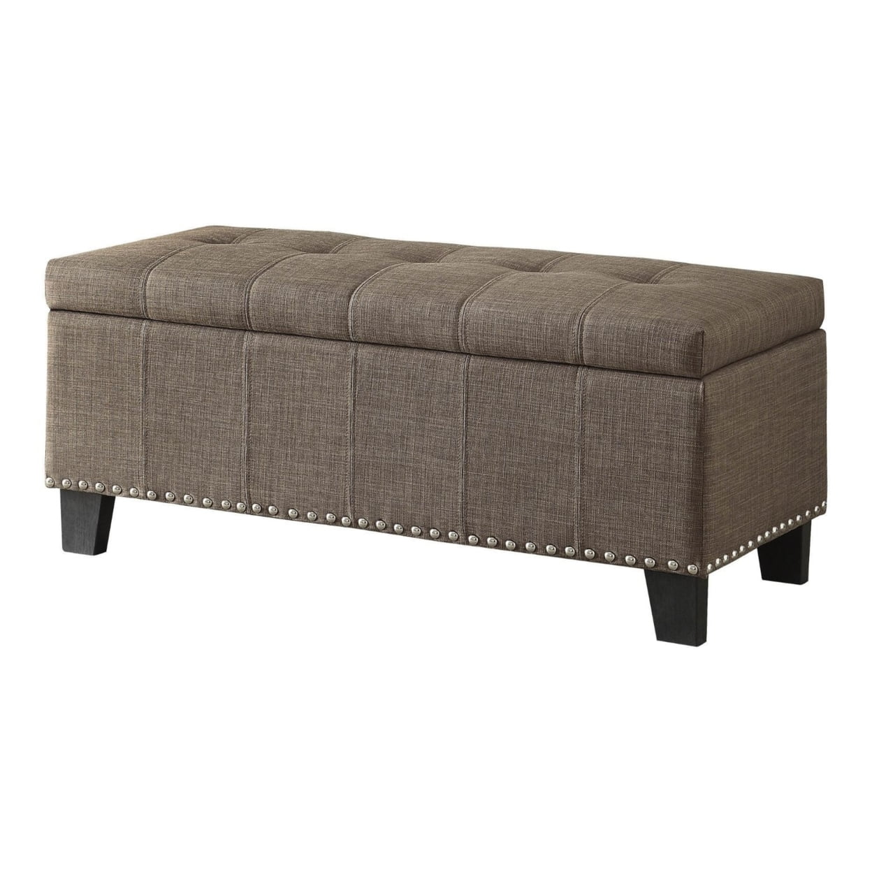 Lexicon Denby Brown Tufted Upholstered Storage Bench with Nailheads ...