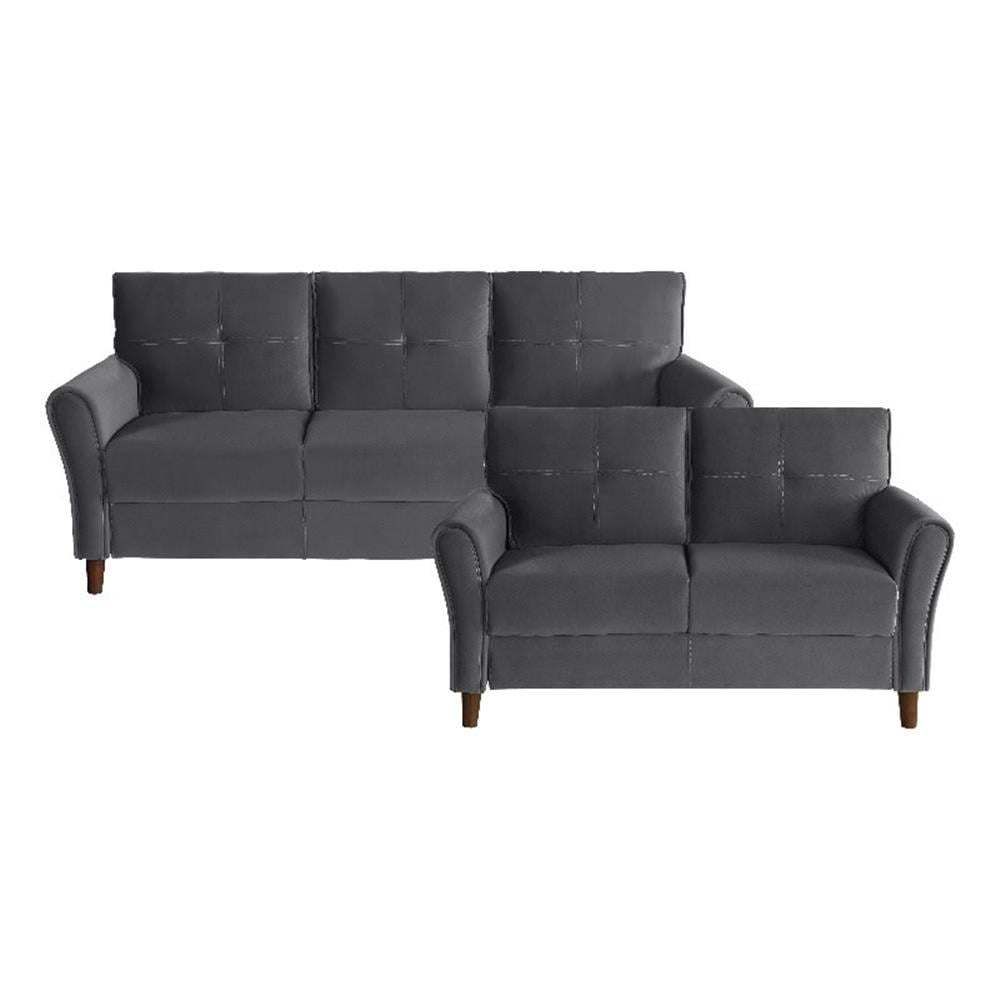 Lexicon Dunleith 2-Piece Solid Wood and Velvet Upholstered Sofa Set in ...