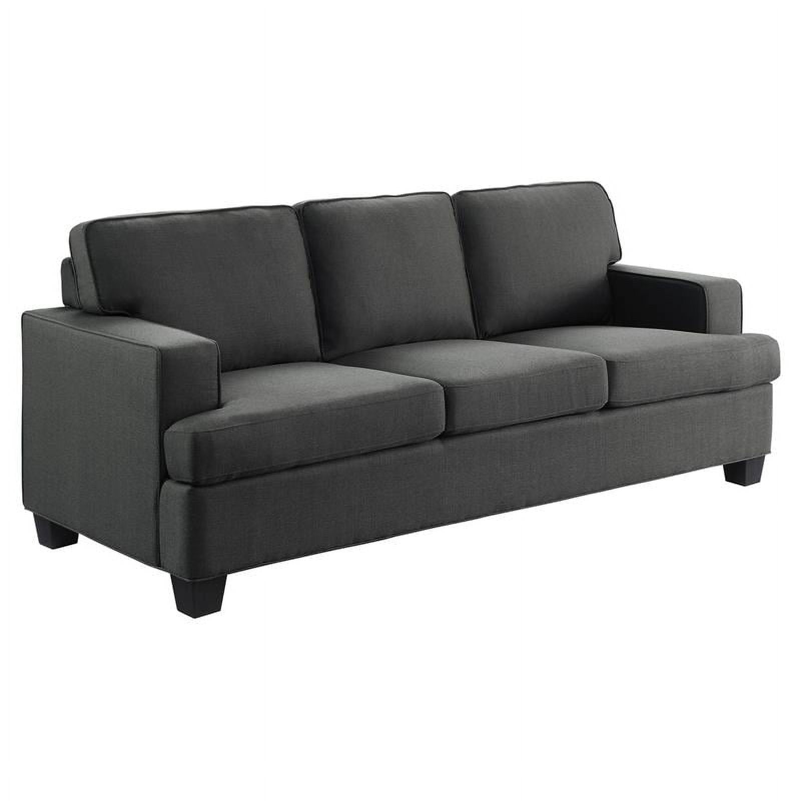 Lexicon Elmont 84" Transitional Polyester Fabric Sofa in Charcoal ...