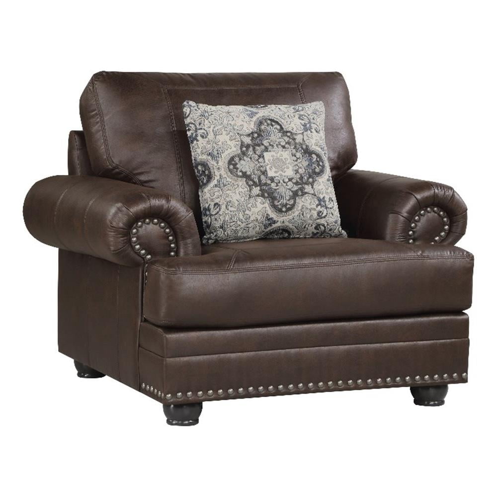 Lexicon Franklin Polished Microfiber Chair in Dark Brown - Walmart.com