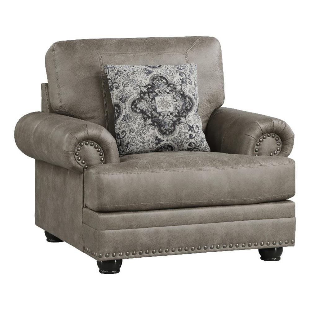 Lexicon Franklin Polished Microfiber Chair in Mushroom Brown - Walmart.com
