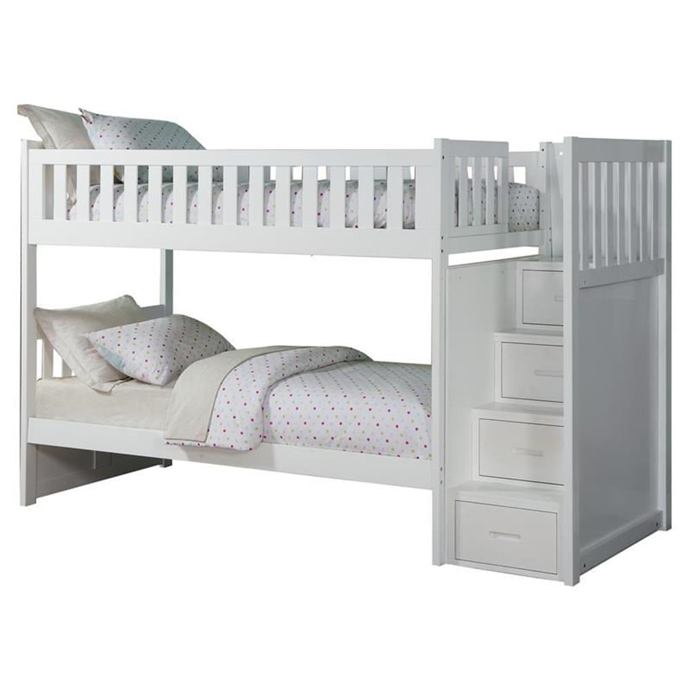 Lexicon Galen Reversible Step Storage Wood Bunk Bed in White - Walmart.com