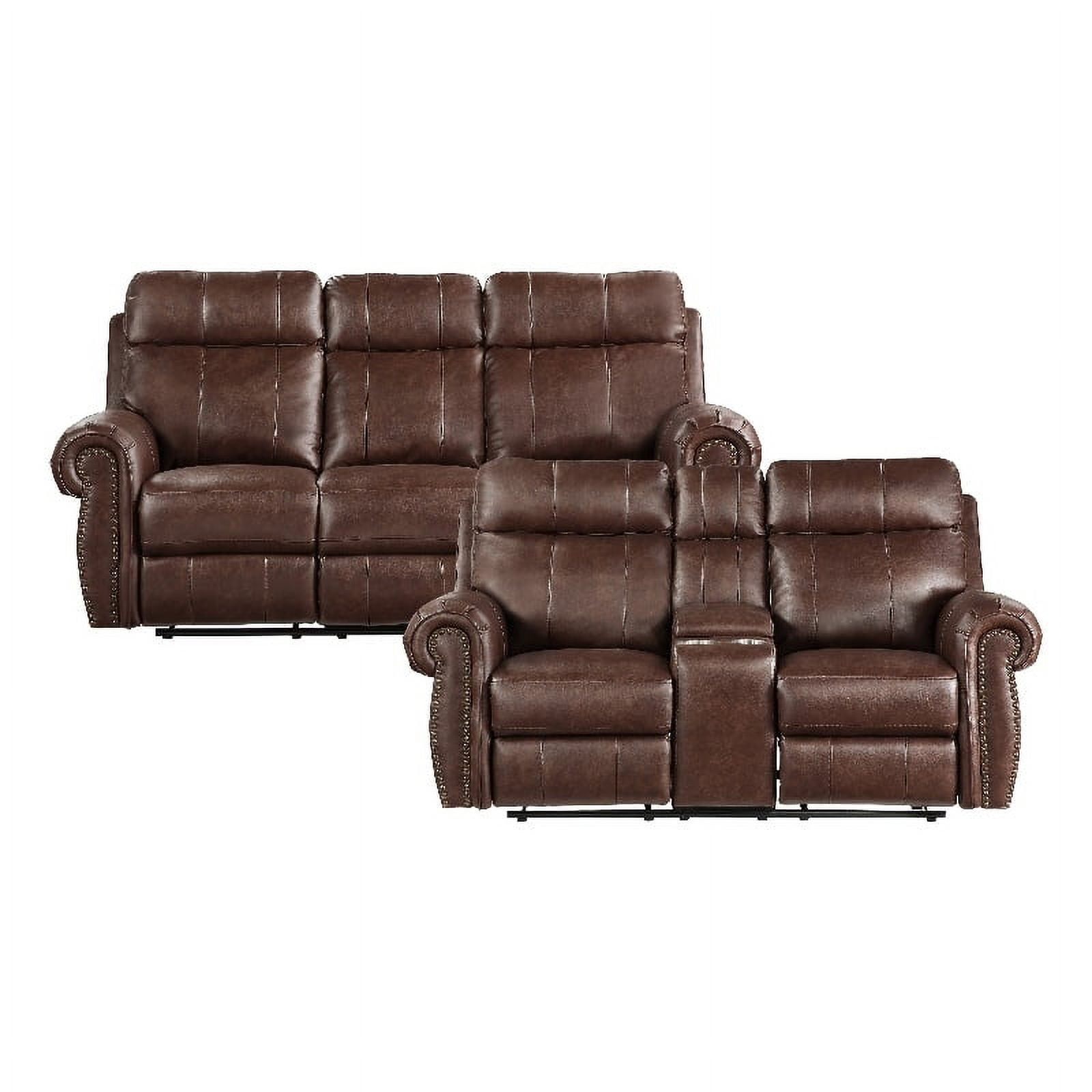 Lexicon Granville Microfiber 2-Piece Manual Reclining Sofa Set in Brown ...