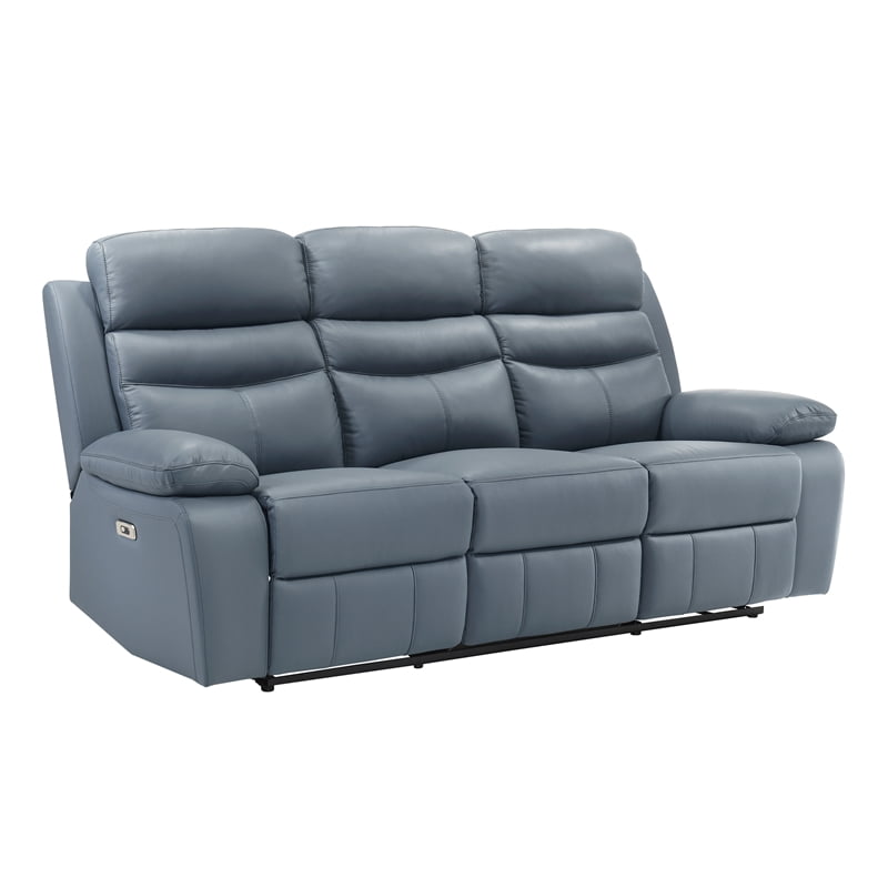 Lexicon Hancock Leather Power Double Reclining Sofa in Blue - Walmart.com