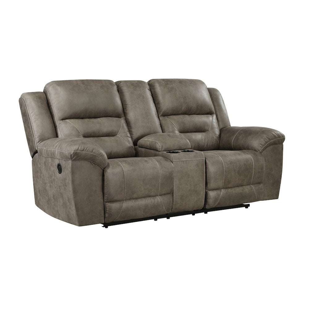 Lexicon Hazen Microfiber Manual Double Reclining Love Seat in Brown ...