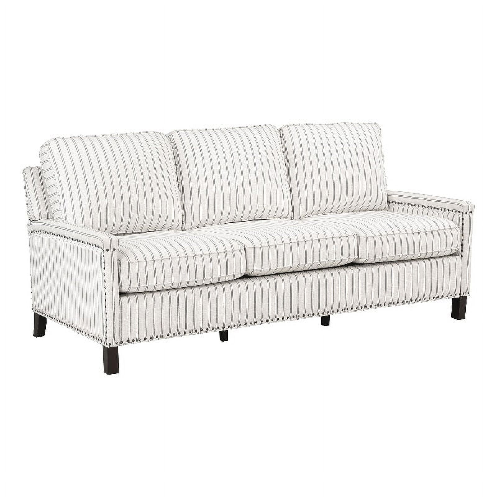 Lexicon Landrum Fabric Upholstery Sofa in Beige & Gray Striped ...
