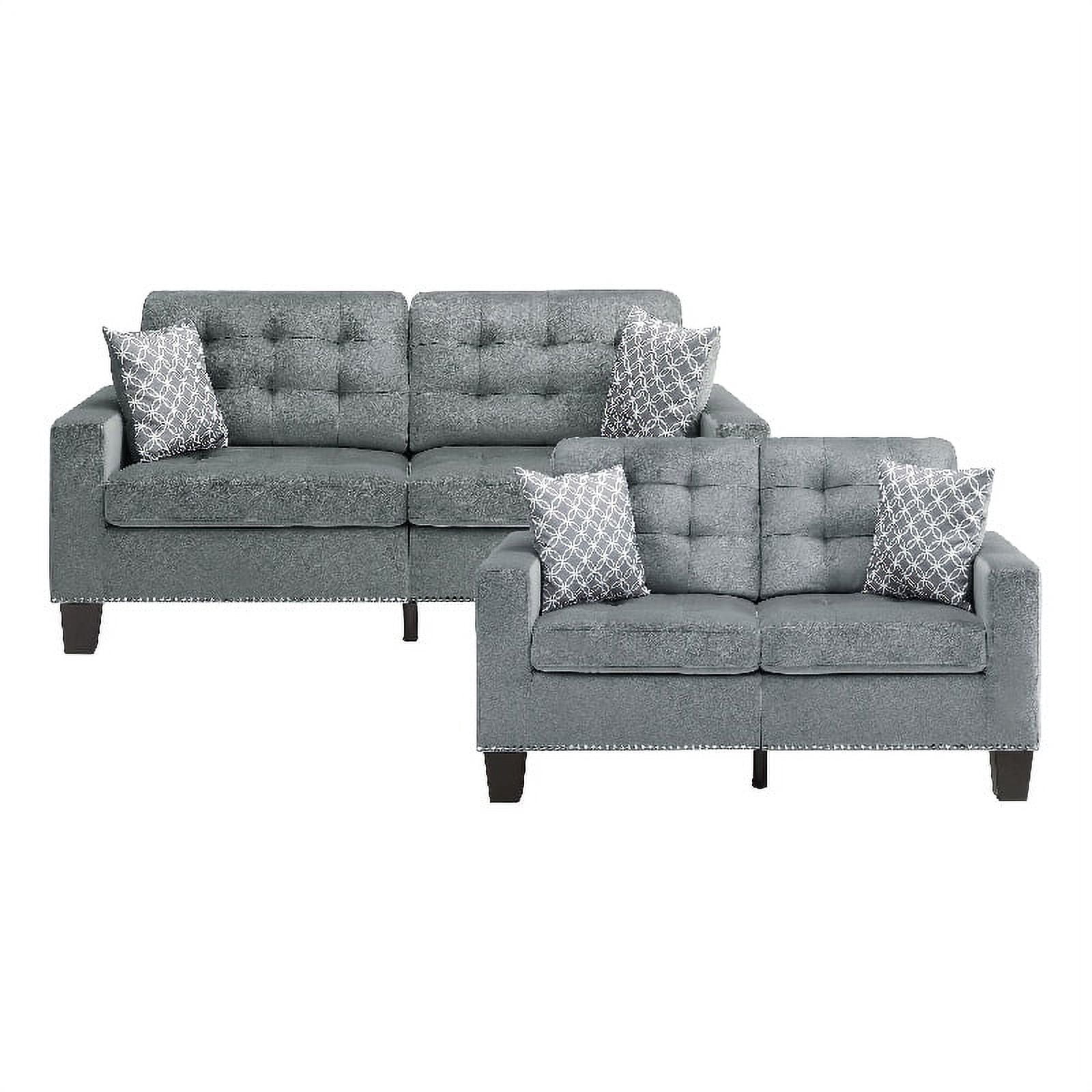 Lexicon Lantana Microfiber 2-Piece Upholstered Sofa Set in Gray ...