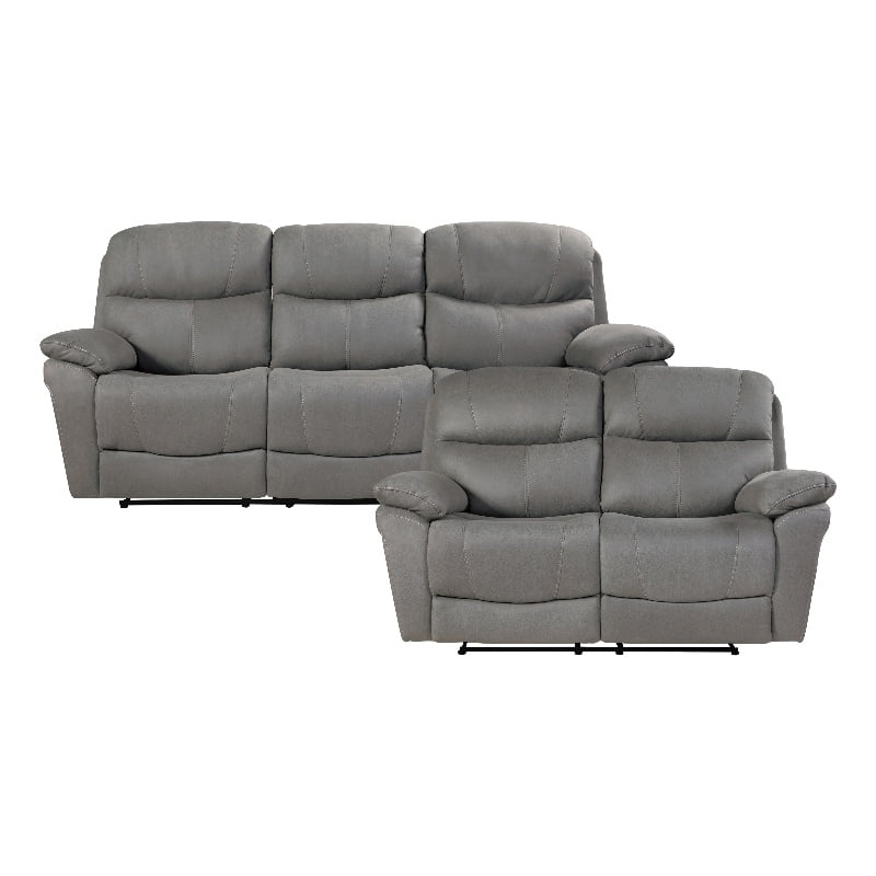 Lexicon Longvale Microfiber 2-Piece Manual Reclining Sofa Set in Gray ...