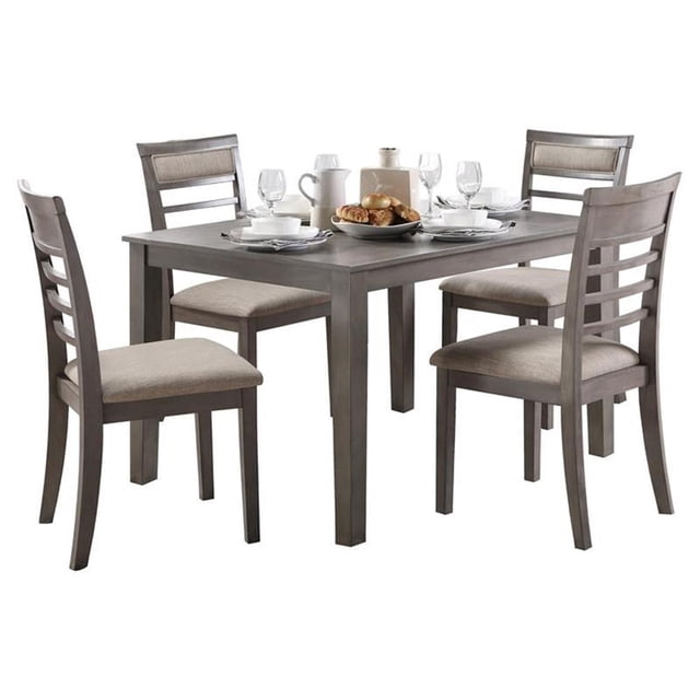 Lexicon Lovell Transitional 5-Piece Oak Veneer Dining Set in Gray with ...