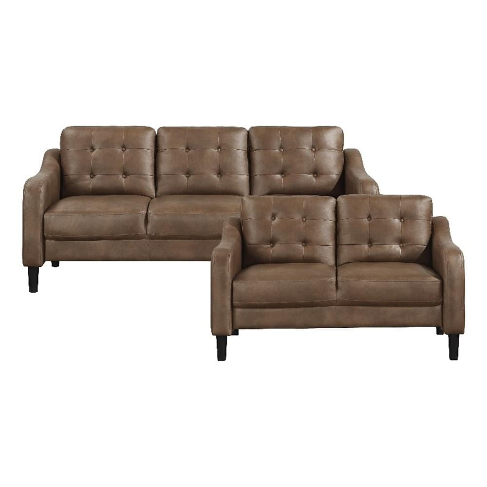 Lexicon Mallory 2-Piece Polished Microfiber Sofa Set in Brown - Walmart.com