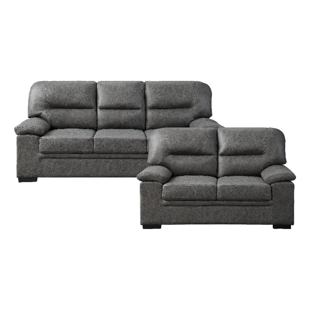 Lexicon Michigan Microfiber 2-Piece Upholstered Sofa Set in Dark Gray ...