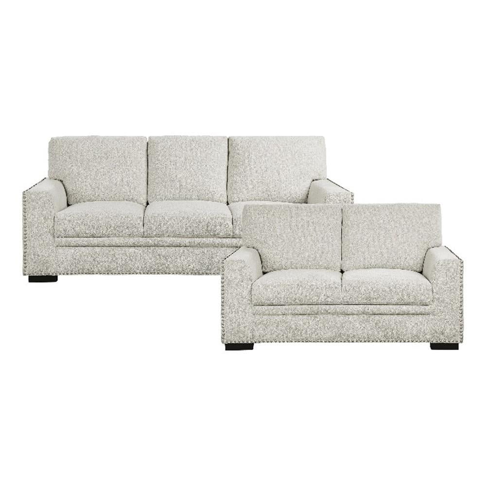 Lexicon Morelia Chenille 2-Piece Upholstered Sofa Set in Beige ...