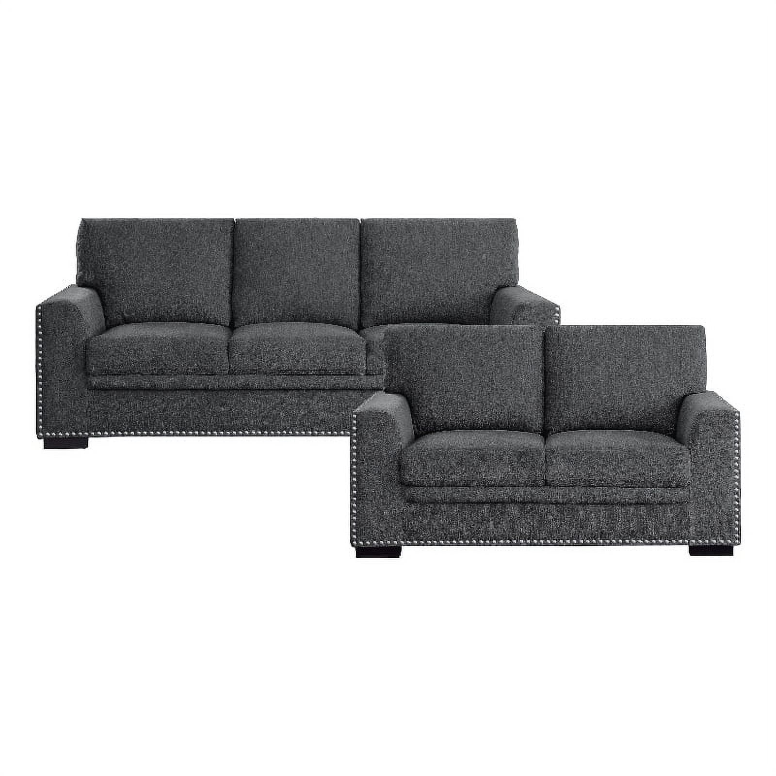 Lexicon Morelia Chenille 2-Piece Upholstered Sofa Set in Charcoal Gray ...