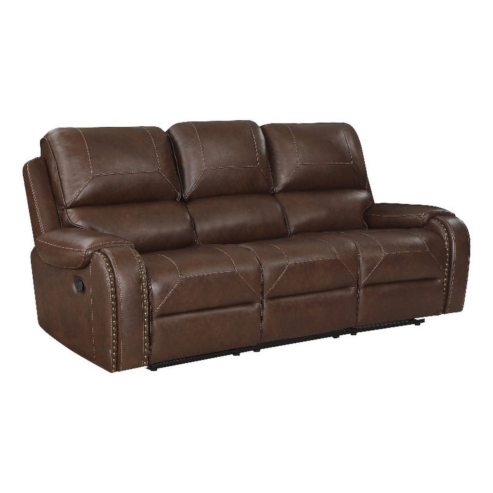 Lexicon Newnan Faux Leather Double Manual Reclining Sofa in Brown ...