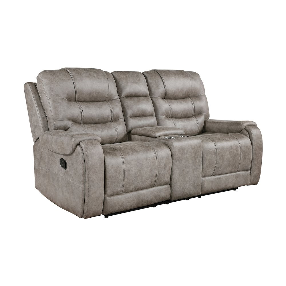 Lexicon Oberon Microfiber Double Reclining Love Seat in Grayish brown ...