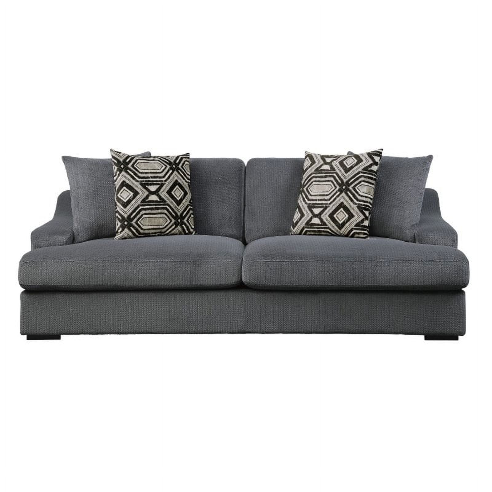 Lexicon Orofino Solid Wood and Microfiber Upholstered Sofa in Dark Gray ...