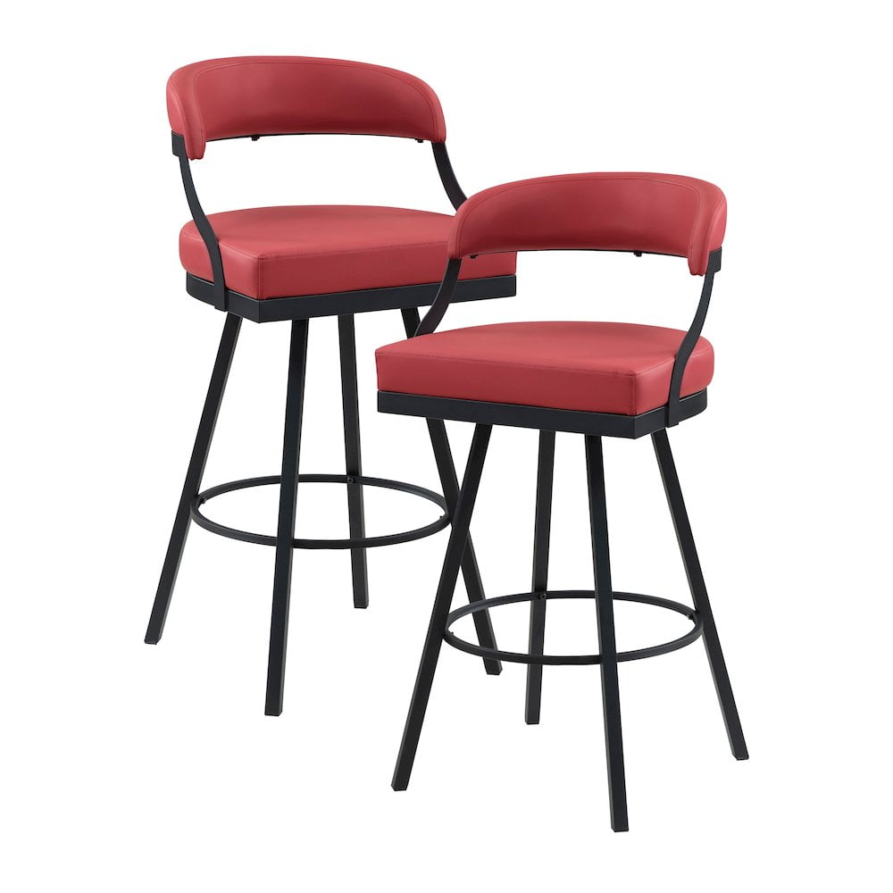 Lexicon Oxton Metal & Faux leather set of 2 Swivel Pub Height Chair in ...