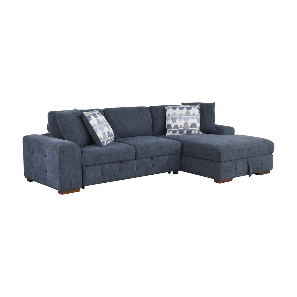 Lexicon Raife 2-Piece Chenille Sectional with Right Chaise in Blue ...