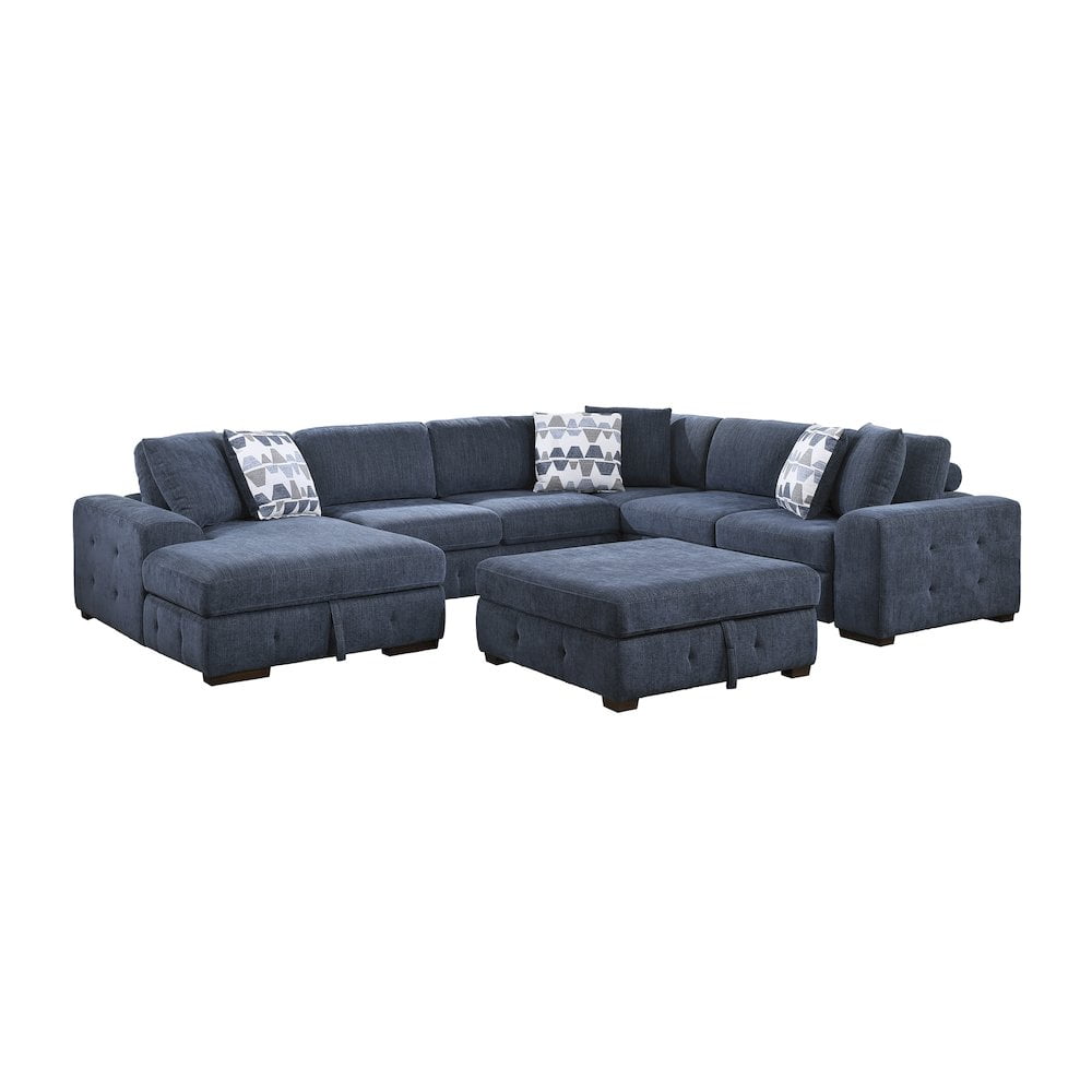 Lexicon Raife 5-Piece Chenille Sectional with Left Chaise and Ottoman ...