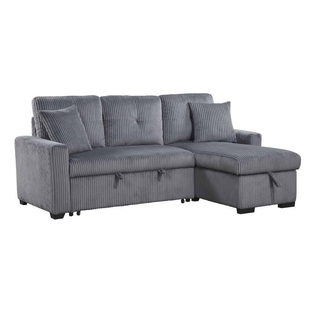 Lexicon Rhett 3-Piece Corduroy Reversible Sectional in Dark Gray ...