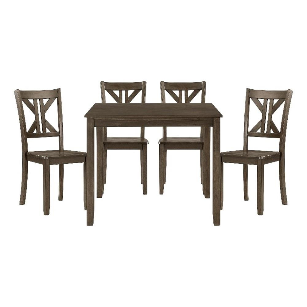Lexicon Rivera 5-Piece Traditional Wood Dining Set in Charcoal Brown ...