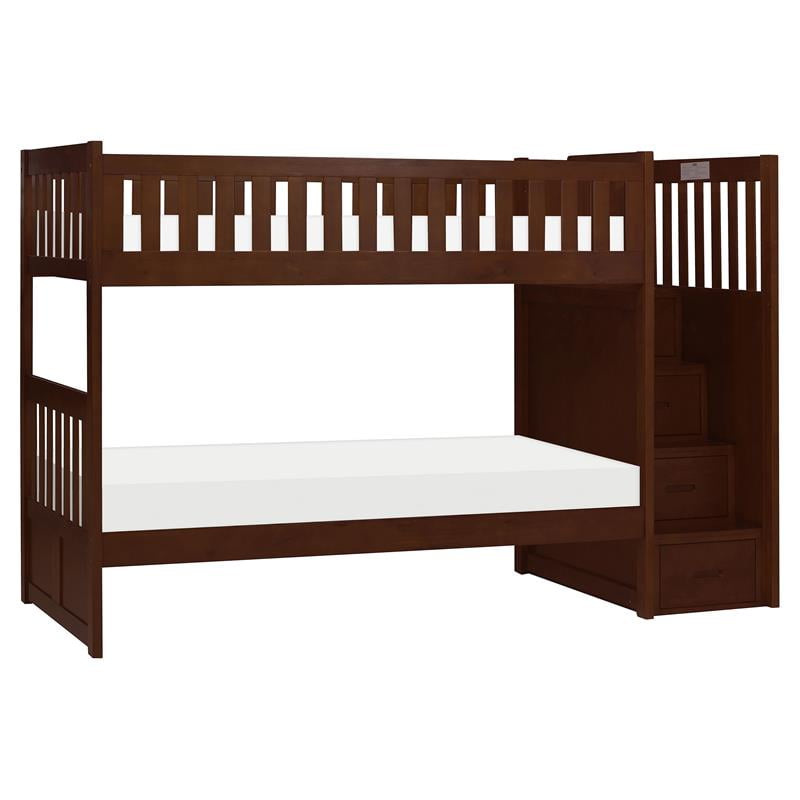 Lexicon Rowe Reversible Step Storage Wood Bunk Bed in Dark Cherry ...