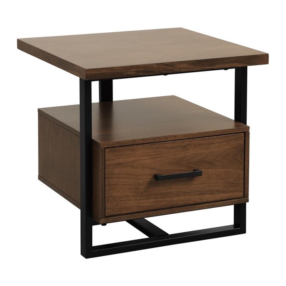 Lexicon Sedley Metal 1 Drawer End Table in Walnut - Walmart.com
