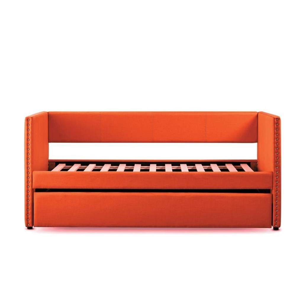 Lexicon Therese Modern Daybed, Orange Fabric Upholstery, Twin Size with ...