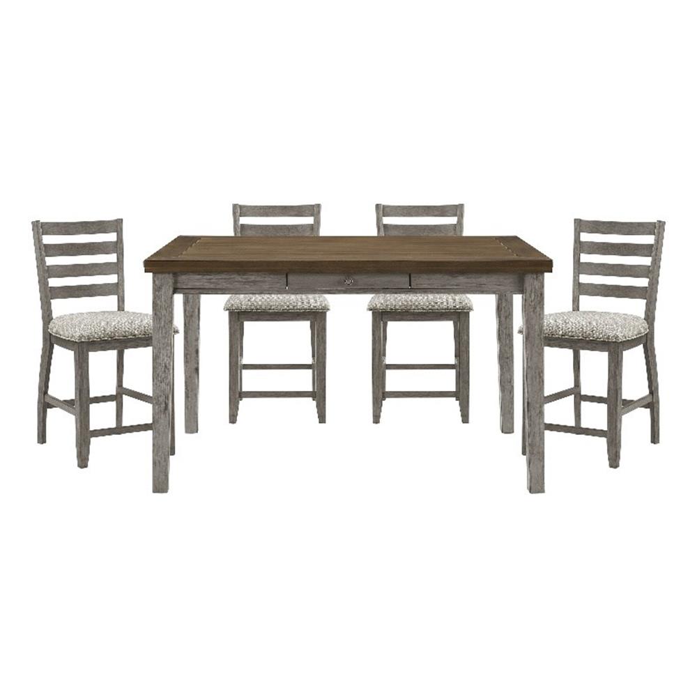 Lexicon Tigard 5-Piece Wood Counter Height Dining Set in Cherry and Gray - Walmart.com