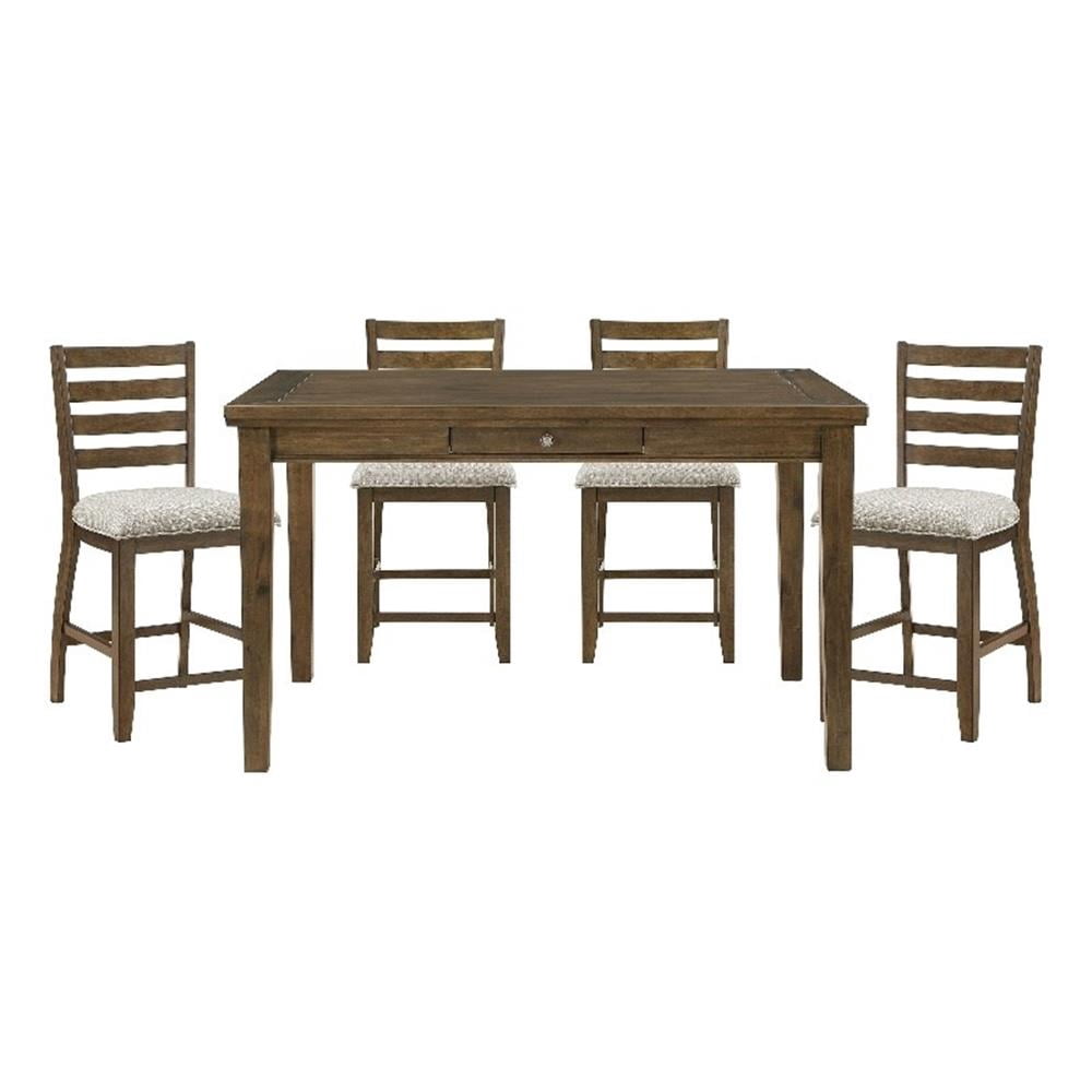 Lexicon Tigard 5-Piece Wood and Fabric Counter Height Dining Set in ...