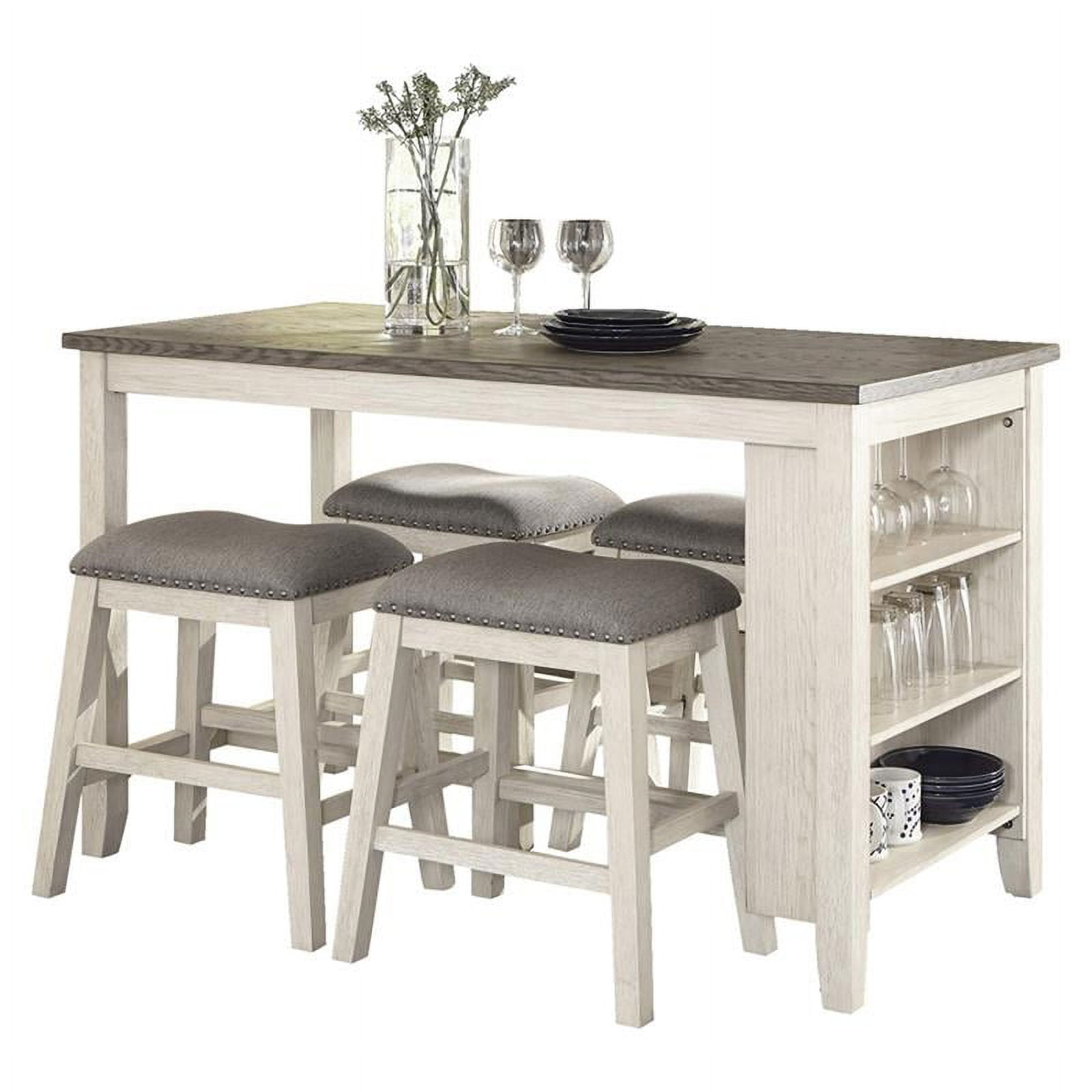 Lexicon Timbre Solid Wood High Kitchen Dinette, 5-Piece 3-Shelf Counter ...
