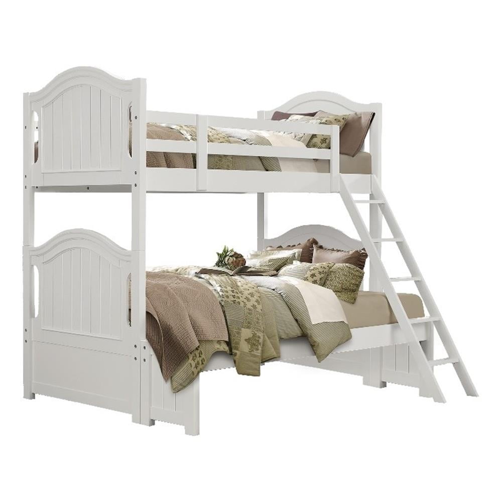 Lexicon Traditional Wood and MDF Board Twin/Full Bunk Bed in White ...