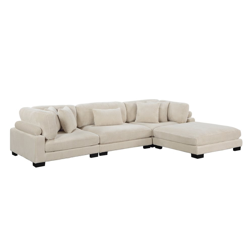 Lexicon Traverse 4-Piece Corduroy Fabric Modular Sectional in Beige ...
