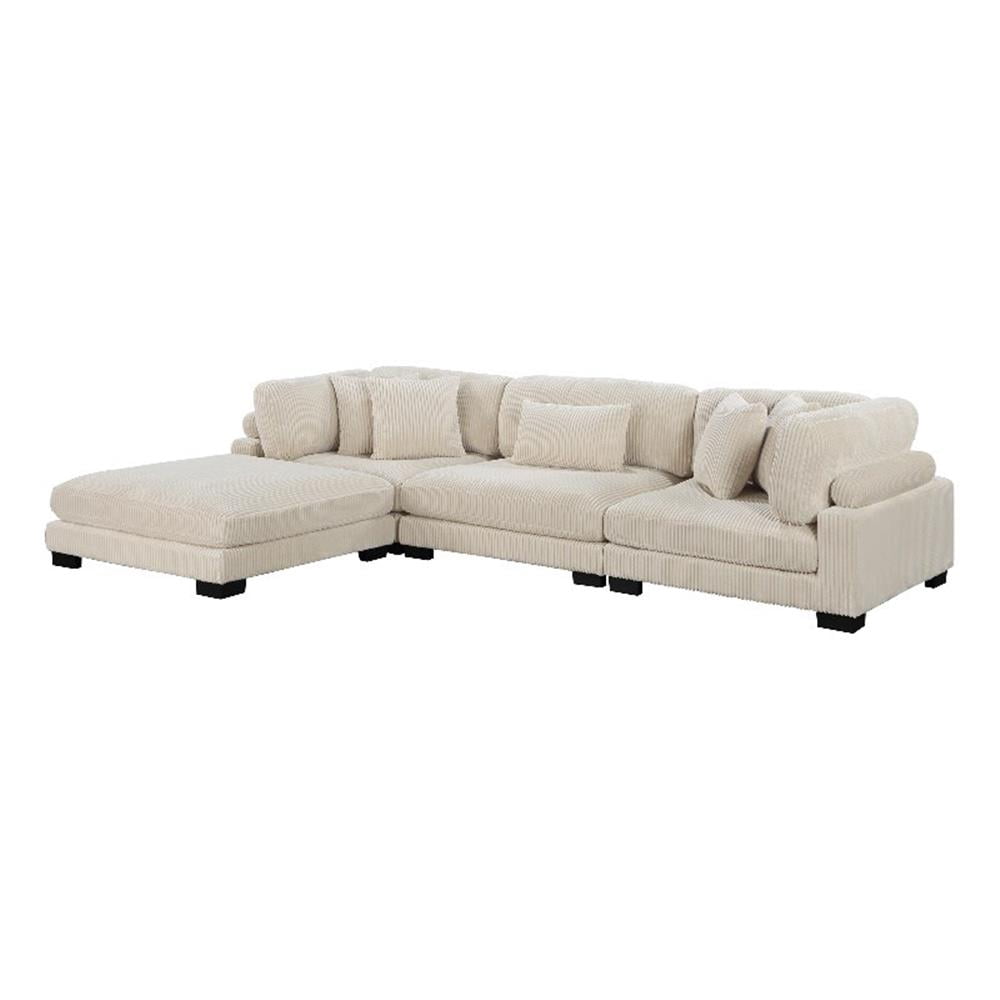 Lexicon Traverse 4-Piece Corduroy Fabric Modular Sectional in Beige ...