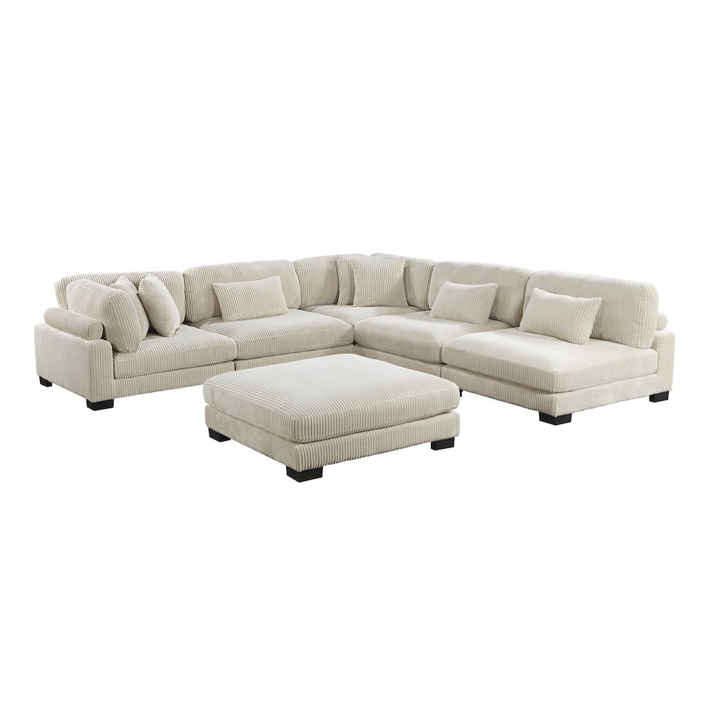 Lexicon Traverse 6-Piece Corduroy Fabric Modular Sectional in Beige ...