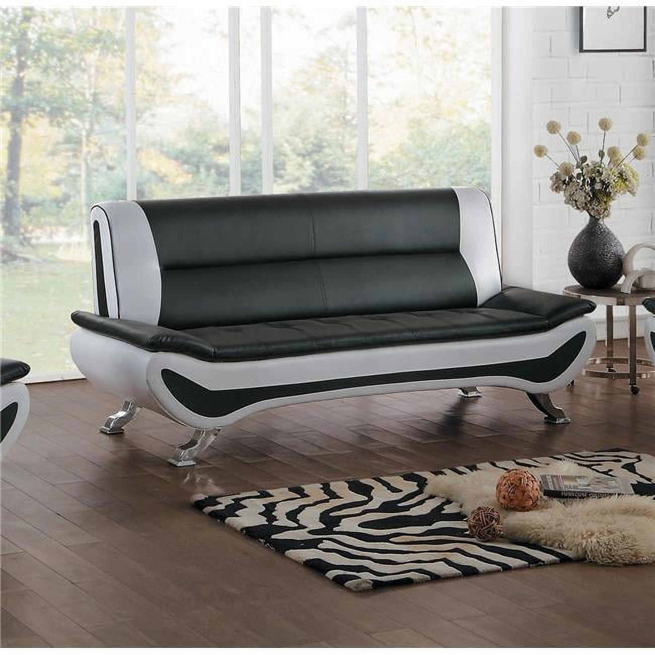 Crafters and Weavers Cosmic Contemporary PU Faux Leather Sofa in Blue ...