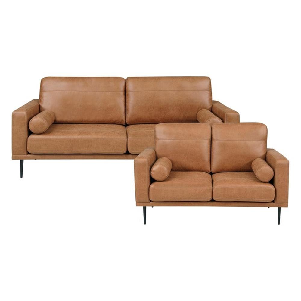 Lexicon Westcliffe 2-Piece Polished Microfiber Sofa Set in Brown ...