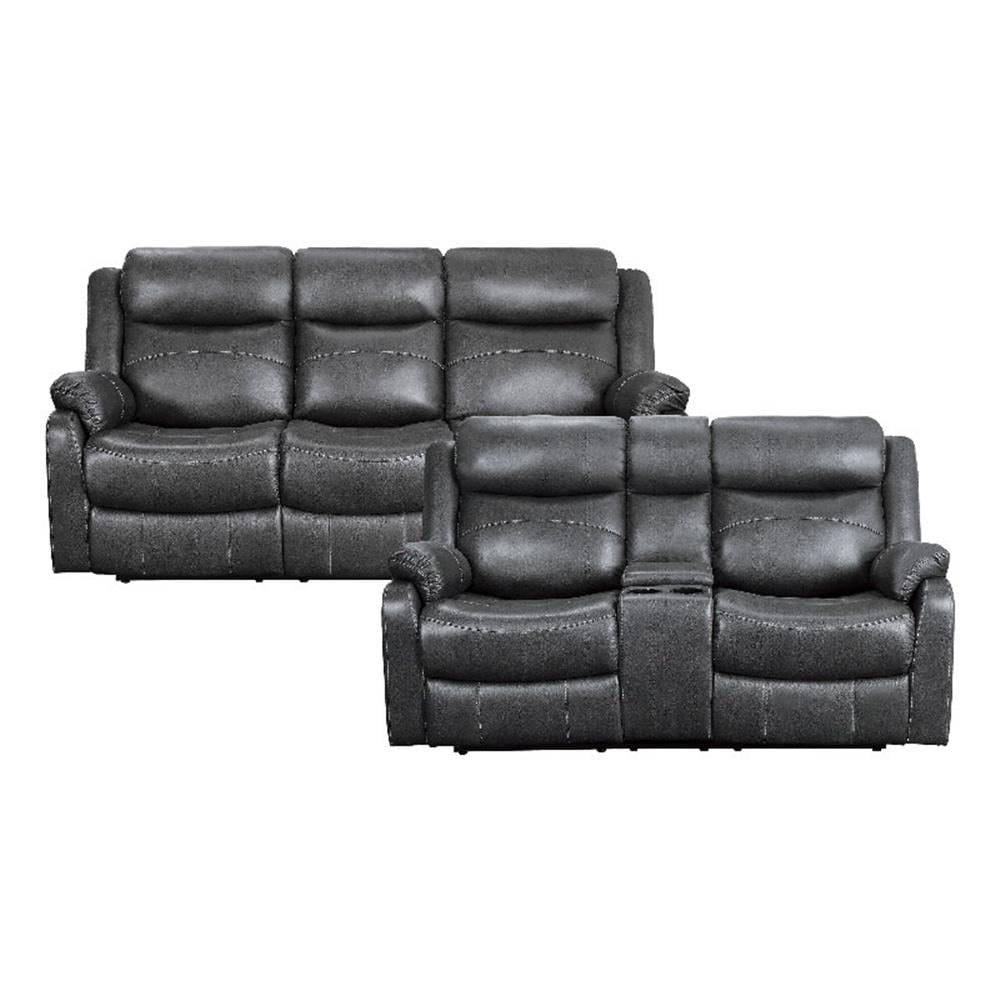 Lexicon Yerba 2-Piece Microfiber Reclining Sofa Set in Dark Gray ...