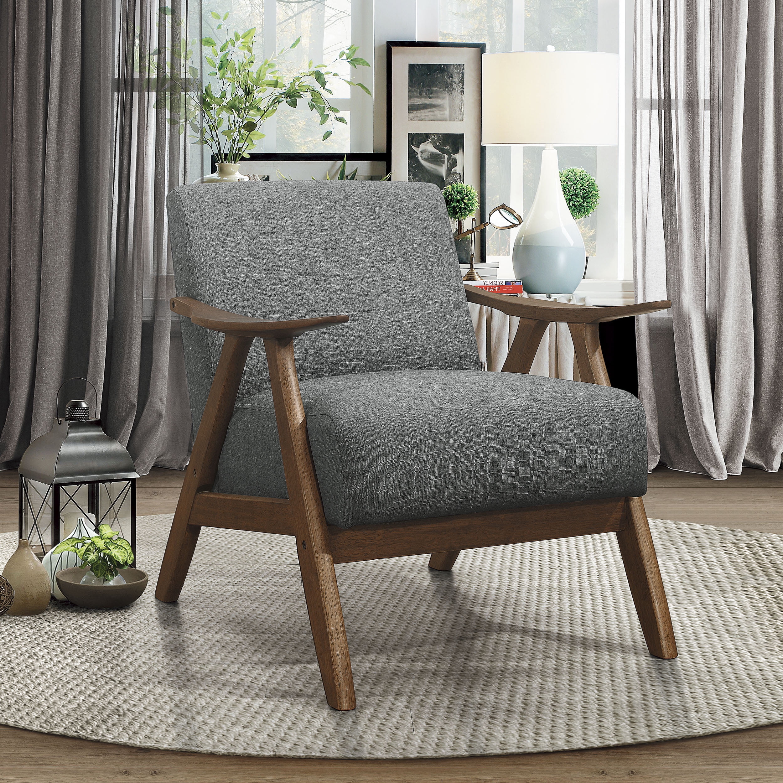 Lexiconhome Damala Fabric Accent Chair, Gray - Walmart.com