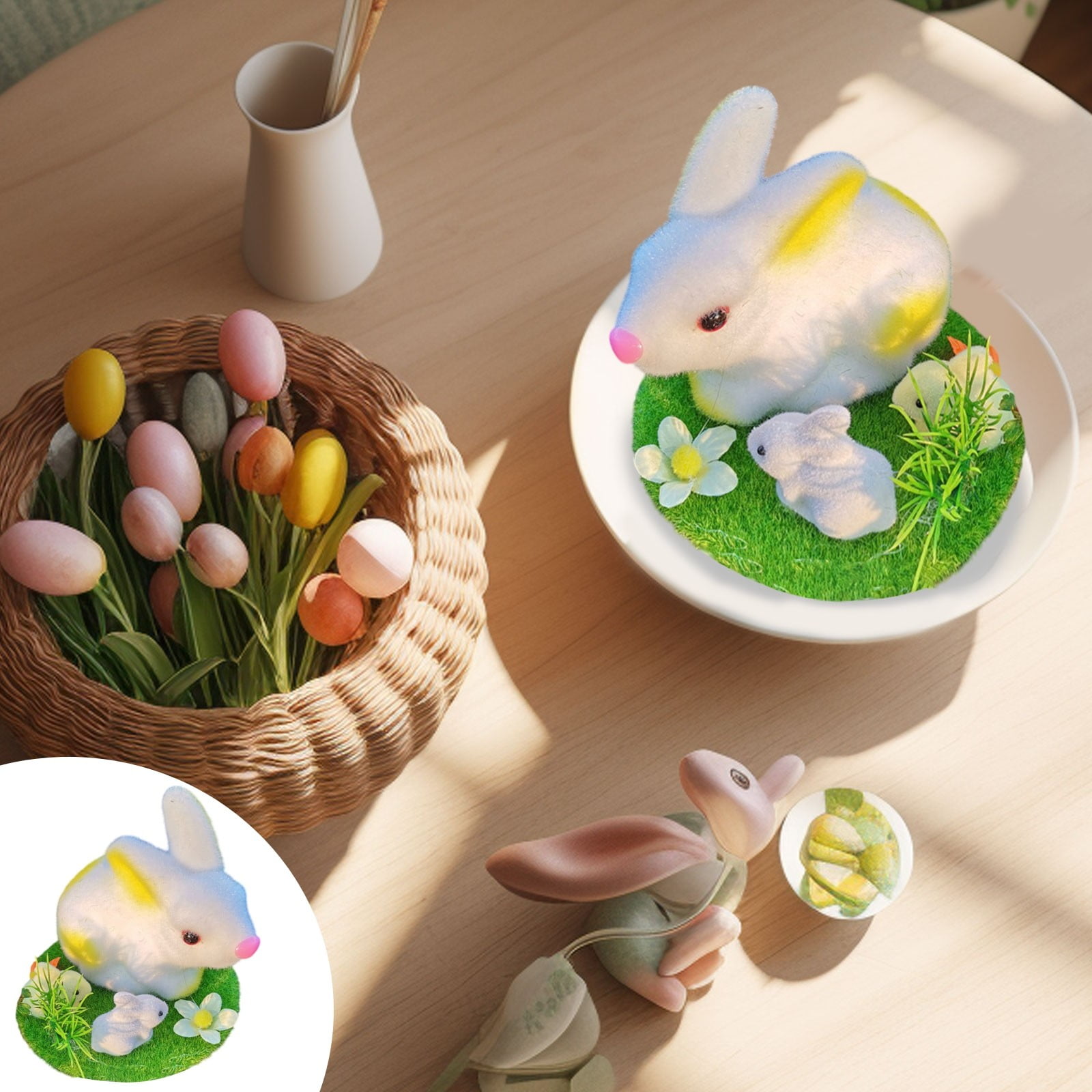 Lexifdre Foam Grass Mat Rabbits Combination Household Decorations ...