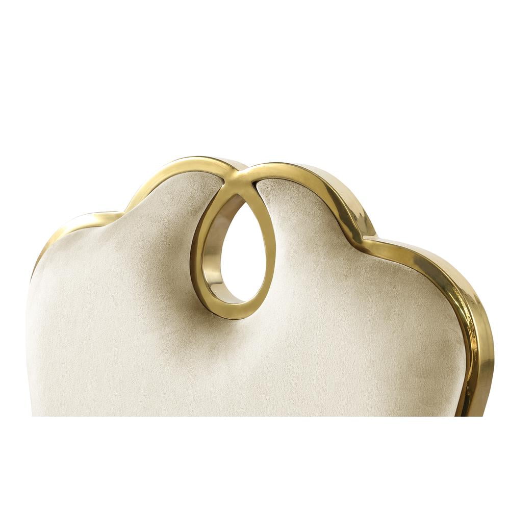 Best Master Lexim Velvet Upholstered Dining Chair in Cream/Gold (Set of ...