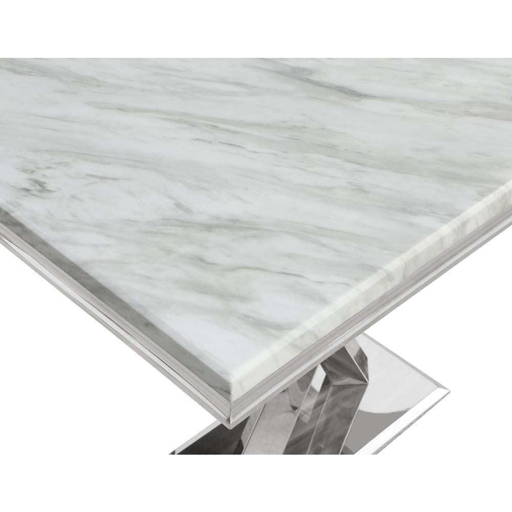 Best Master Lexim Faux Marble Dining Table with Silver Cross Legs ...