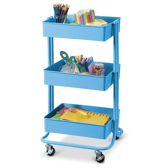 Lexington 3-Tier Rolling Cart - Mobile Metal Storage Utility Cart ...