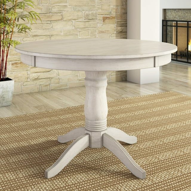 Lexington 42" Round Wood Pedestal Base Dining Table, White - Walmart ...