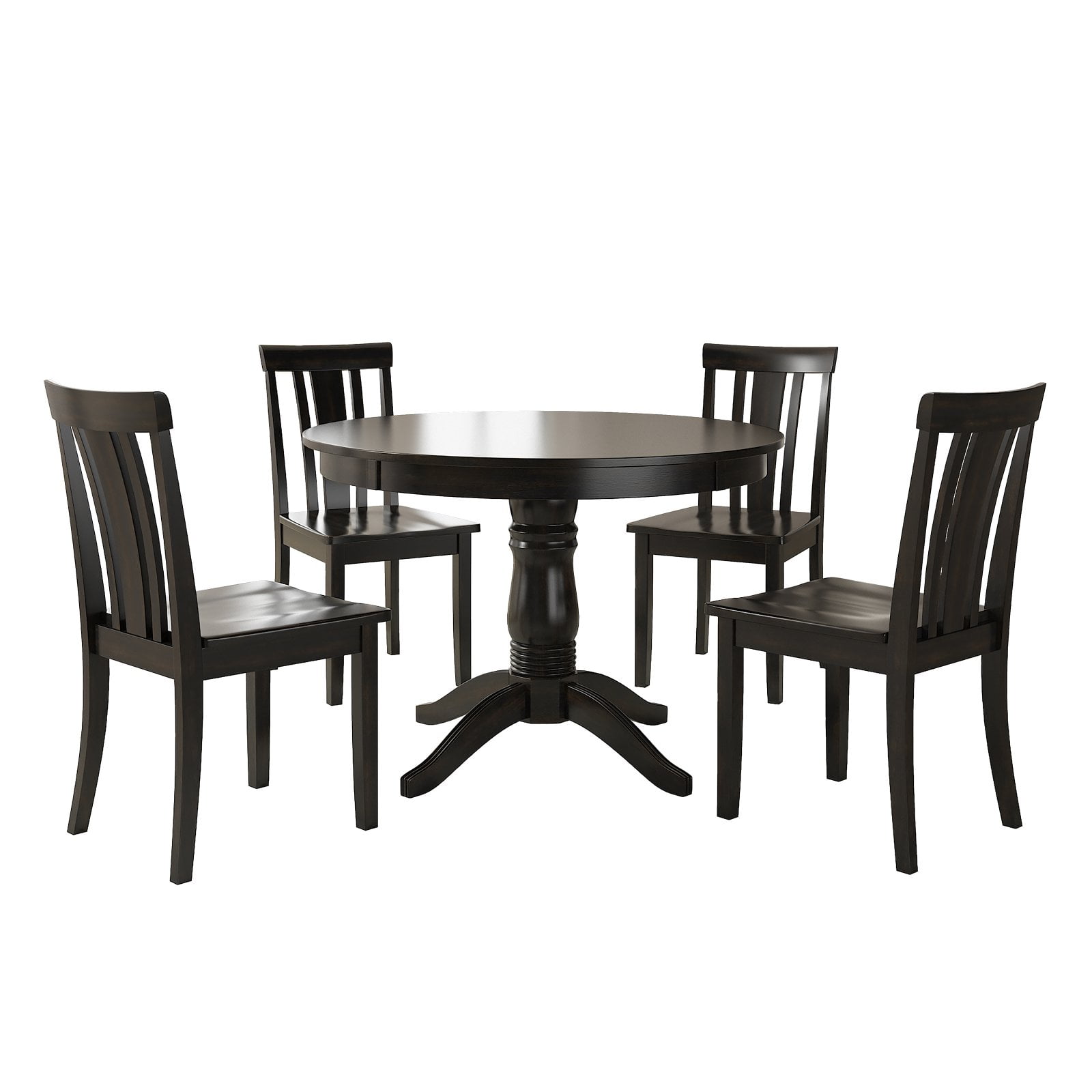 Lexington 5 Piece Wood Dining Set Round Table and 4 Slat Back Chairs Dark Sea Green Walmart