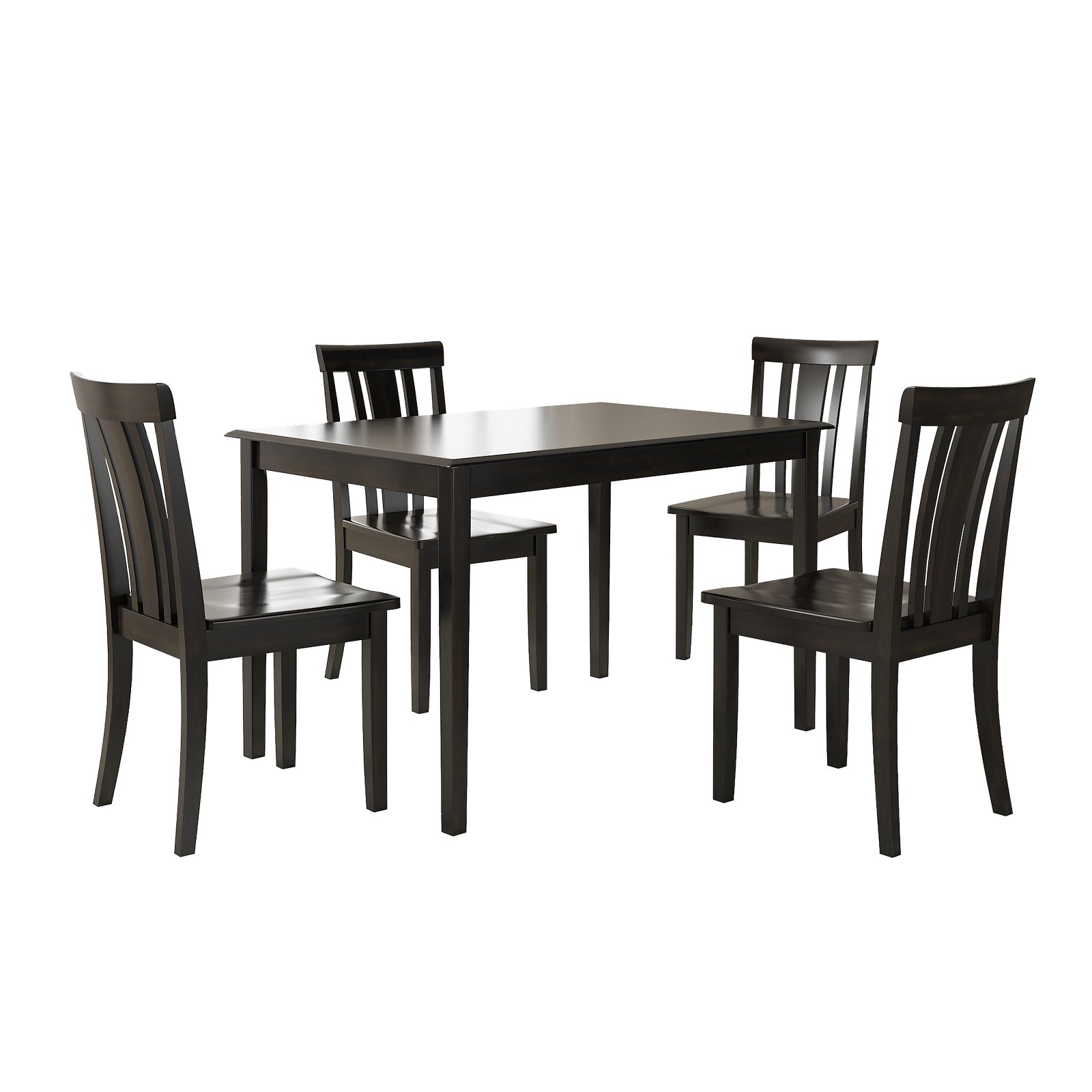 Lexington 5-Piece Wood Dining Set with 4 Slat Back Chairs, Black ...