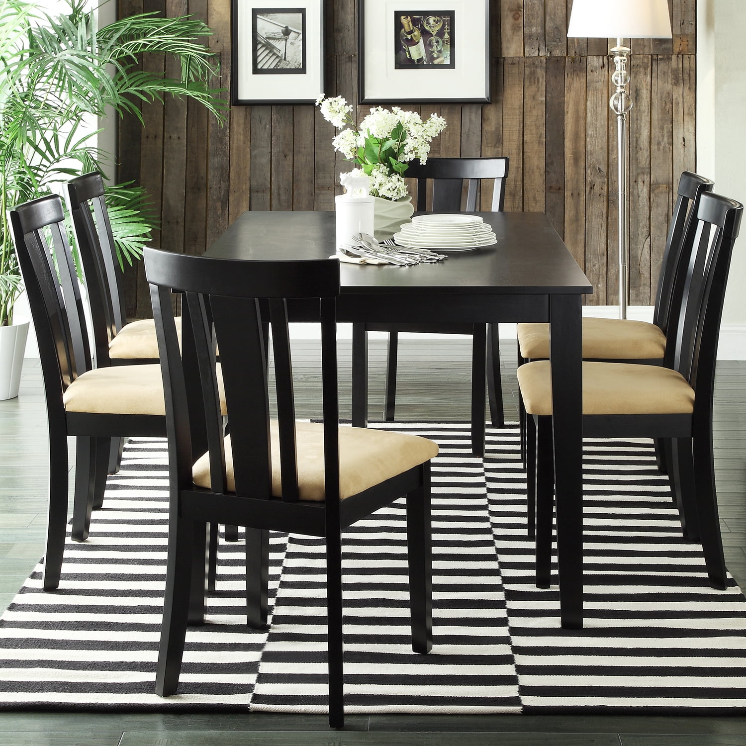 Lexington 7-Piece Large Dining Set with 6 Slat Back Chairs – Sansujyuku